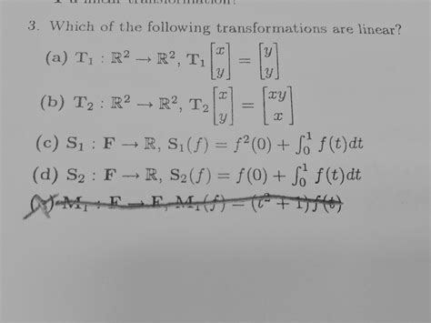 solved which of the following transformations are linear