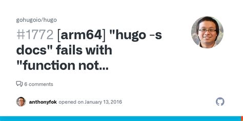 Arm64 Hugo S Docs Fails With Function Not Implemented Issue