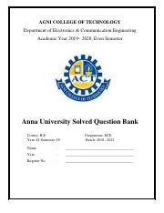 AU SOLVED QB II ECE Pdf AGNI COLLEGE OF TECHNOLOGY Department Of
