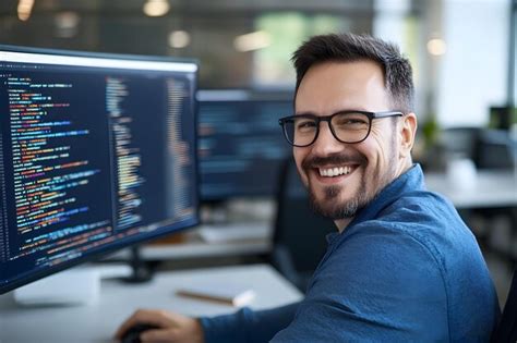 Confident Software Developer Coding Innovative Application in Modern ...