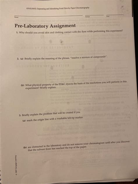 Solved ANALO Separating And Identifying Food Dyes By Chegg