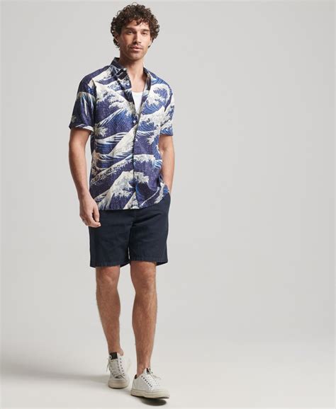 Homme Chemise hawaïenne à manches courtes Bleu Superdry BE FR