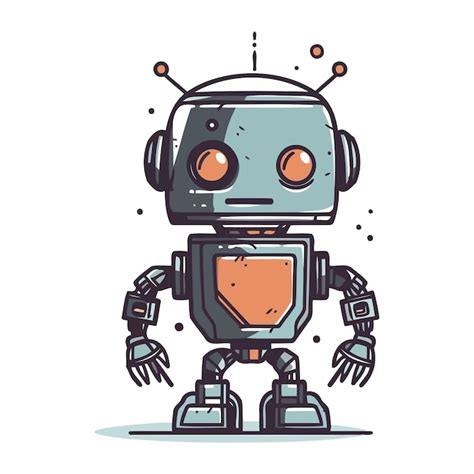 Premium Vector Cute Robot Vector Illustration Hand Drawn Cartoon