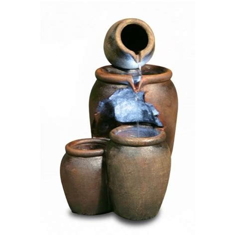 Primrose Earthenware 3 Tier Honey Pot Water Feature Planter With Lights