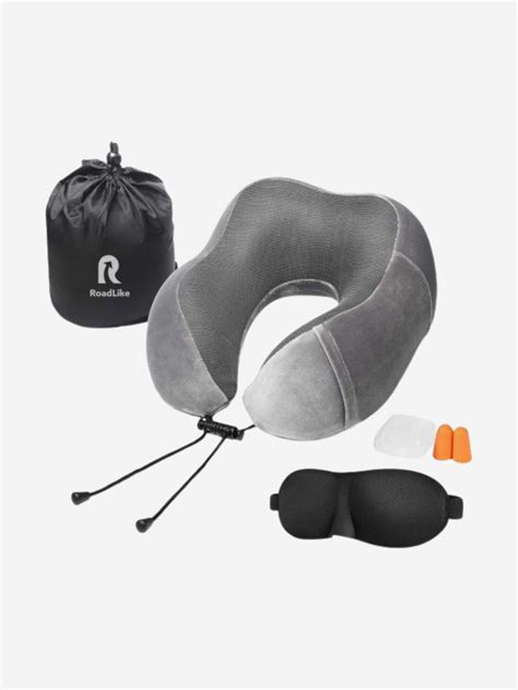 Подушка для путешествий Roadlike Travel Kit Velvet с эффектом памяти серый серый цвет — купить