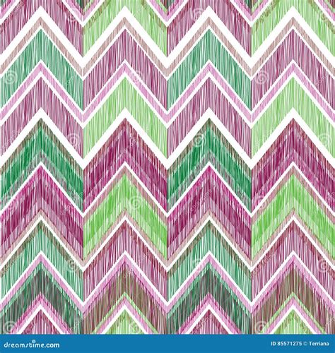 Abstract Geometric Seamless Pattern Fabric Doodle Zig Zag Line Stock