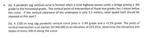 Solved A A Parabolic Sag Vertical Curve Is Formed When A Chegg