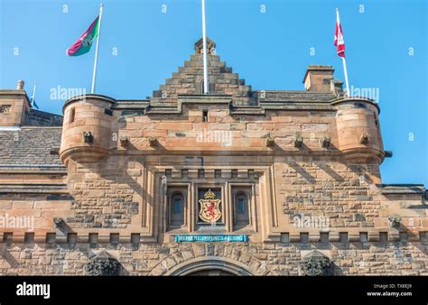Closeup Of The Upper Part Of The Main Front Entrance To Edinburgh