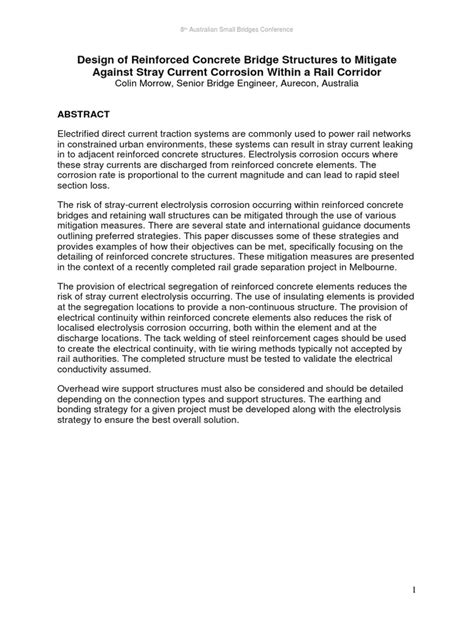 Design Of Reinforced Concrete Bridge Structures To Mitigate Against Stray Current Corrosion