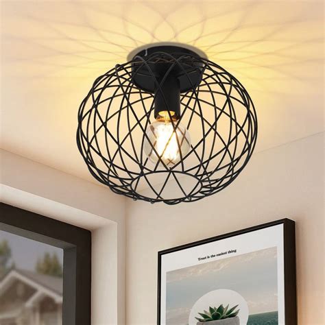 Zmh Deckenleuchte Schwarz Vintage E27 Retro Deckenlampe Für Gang