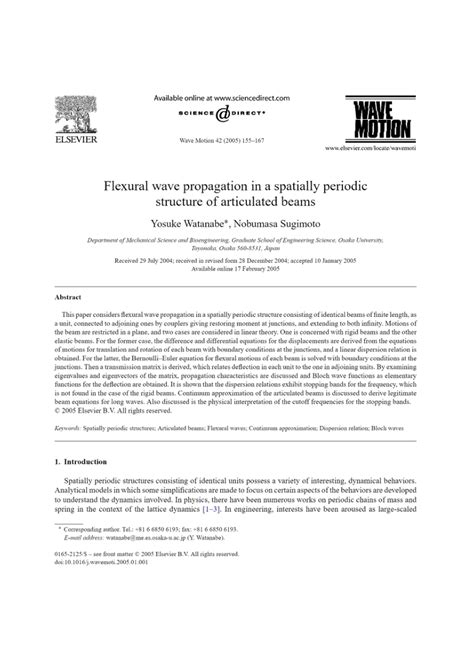 Pdf Flexural Wave Propagation In A Spatially Periodic Structure Of Articulated Beams