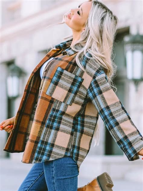 Womens Blouses Womens Winter Blouses Pocket Button Casual Temu