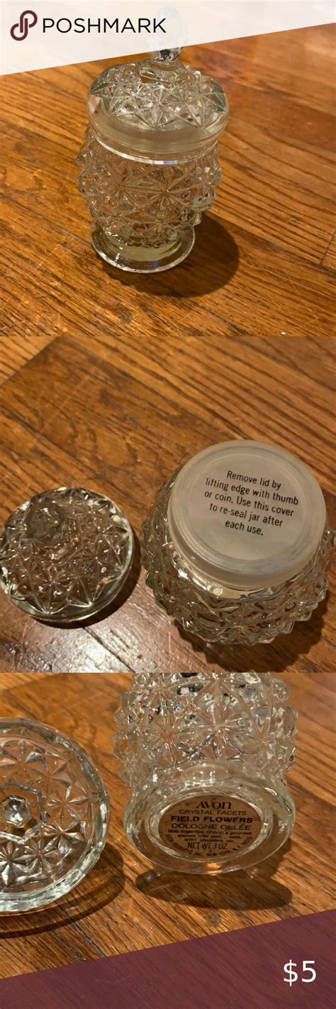 Avon Crystal Facets Field Flowers Cologne Gelee Empty Jar Vintage
