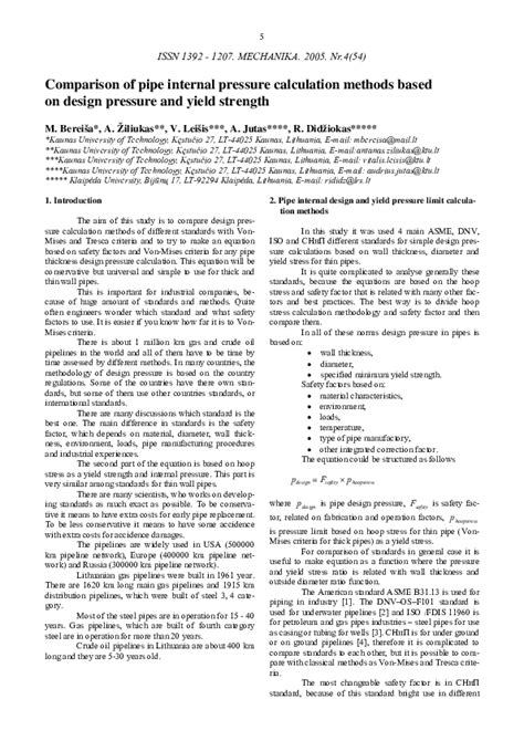 Pdf Comparison Of Pipe Internal Pressure Calculation Methods Based On