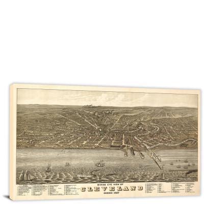 Birds Eye View Of Cleveland Ohio 1877 Canvas Wrap