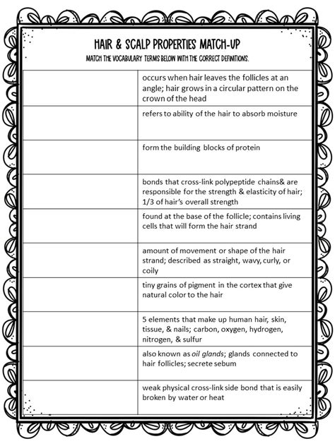 Vocab Matchup Hair And Scalp Properties Milady 2022 Made By Teachers