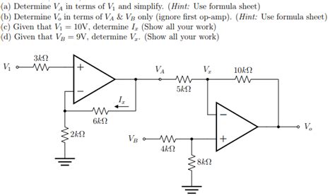 Solved A Determine VA In Terms Of V And Simplify Hint Chegg Com