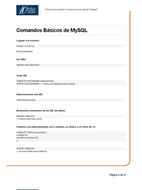 Comandos Básicos De Mysql Logueo A La Consola