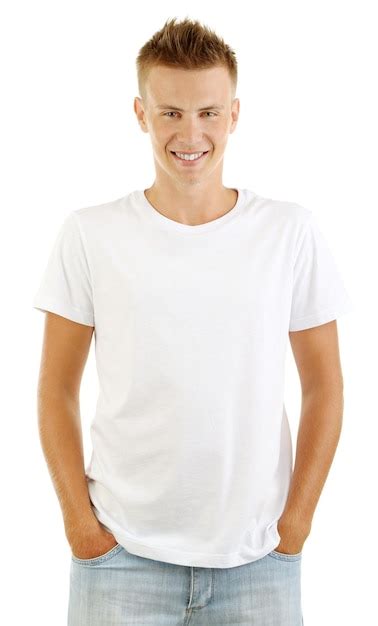 Camiseta En Joven Aislado Blanco Foto Premium