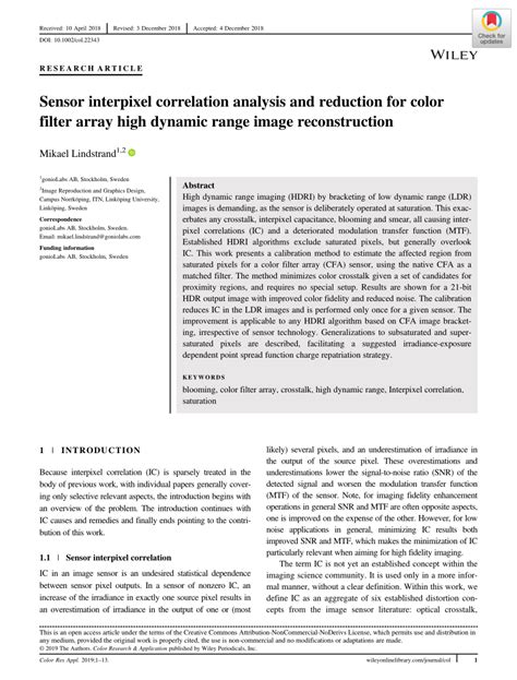 Pdf Sensor Interpixel Correlation Analysis And Reduction For Color