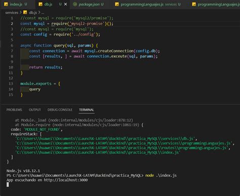 Crud Mysql Y Nodejs Modulos Mysqlpromise Not Found · Launch X Latam Misionbackend