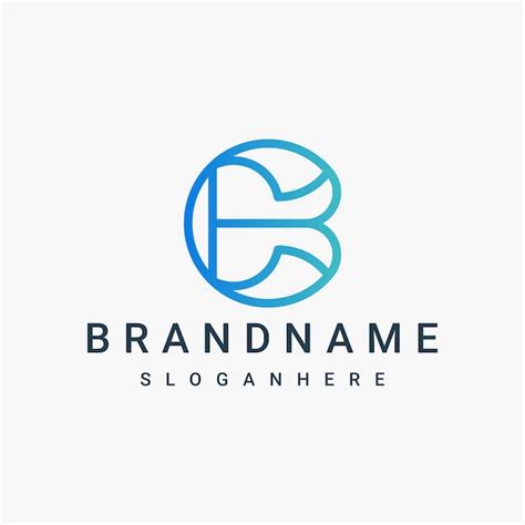 Diseño de logotipo degradado de arte de línea de letra cb Vector Premium