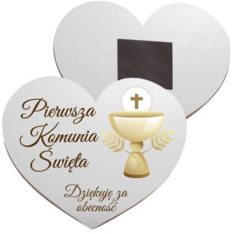 PODZIĘKOWANIA DLA GOŚCI KOMUNIA MAGNES SZKŁO AKRYLOWE SERCE NA KOMUNIĘ