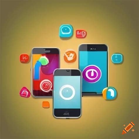 Smartphone Displaying Various App Icons In A Promotional Banner On Craiyon