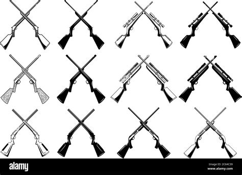 Ensemble De Fusils De Chasse Et De Fusils Croisés Élément De Design