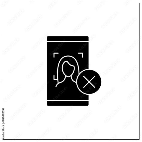 Face Scan Rejected Glyph Icon Failed To Recognise Womans Face At Mobile