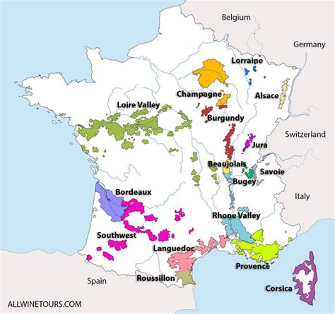 A Map Of France Showing The Major Wine Regions