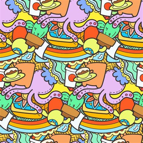 Funny Doodle Monsters On Seamless Pattern For Prints Designs And