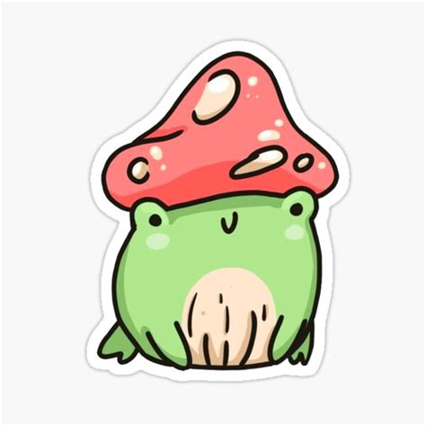 Pegatina Linda Rana Con Sombrero De Hongo Dibujo De Rana Con Hongo Rana De Hongo Dibujo De