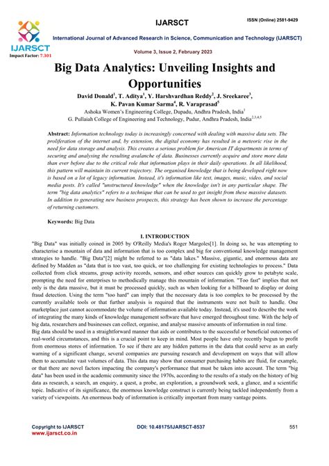 Pdf Big Data Analytics Unveiling Insights And Opportunities