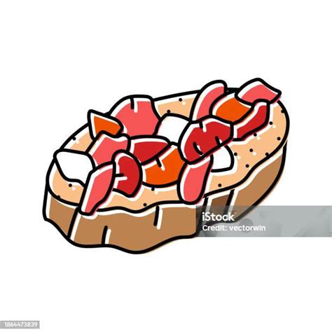 브루스케타 전채 이탈리아 요리 컬러 아이콘 벡터 일러스트 레이 션 레스토랑에 대한 스톡 벡터 아트 및 기타 이미지 레스토랑 메뉴판 미식가 Istock