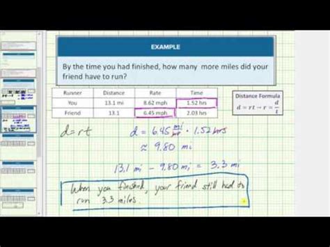 Problem Solving Using Distance Rate Time Running Instructional