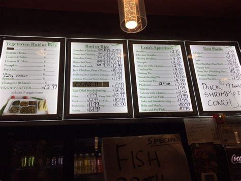 Menu At Lenas Roti And Doubles Corner Queen And Airport Brampton