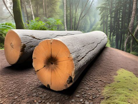 A Log With A Forest And A Big Trunk Stock Illustration Illustration