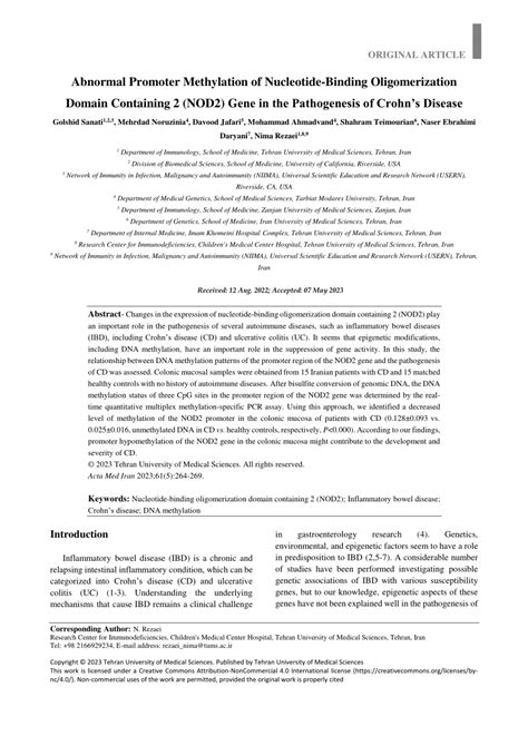 Pdf Abnormal Promoter Methylation Of Nucleotide Binding Oligomerization Domain Containing 2