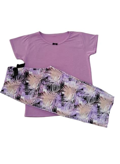 Pijama Capri Floral Camiseta Lila By Morning 1386 Éxito
