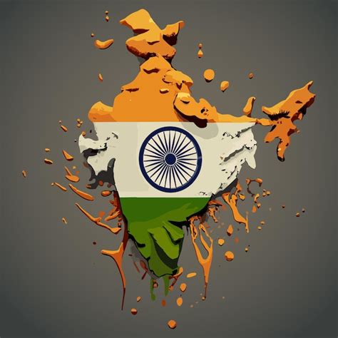 Indien Karte Mit Flagge Premium Ki Generierter Vektor