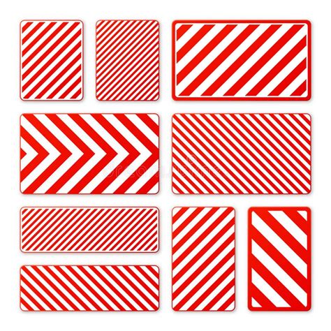 Various White And Red Warning Signs With Diagonal Lines Attention