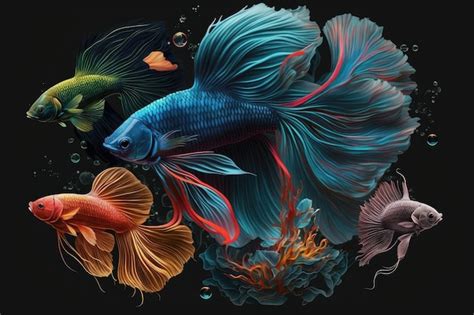 Premium AI Image Colorful Fish Swimming In A Vibrant Underwater World
