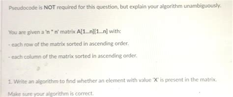 Solved Pseudocode Is Not Required For This Question But