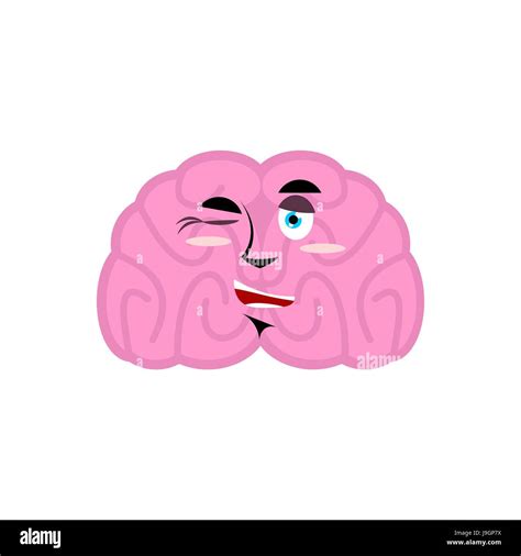 Brain Winking Emotion Human Brains Emoji Cheerful Isolated Mind Stock Vector Image And Art Alamy