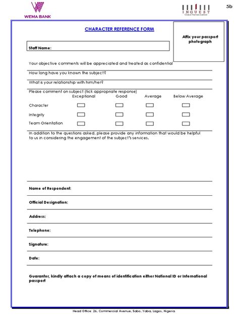 Character Reference Form 2 Pdf