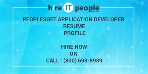 Peoplesoft Application Developer Resume Profile Hire It People We