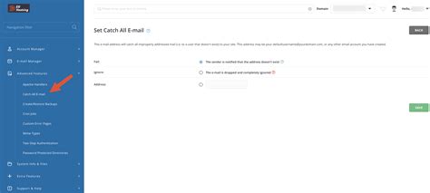 域名邮箱 如何 Directadmin 面板中配置 Catch All Ev Hosting 帮助文档