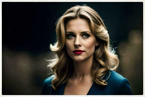 A Woman With Long Blonde Hair And Red Lipstick Ai Generated 33420122