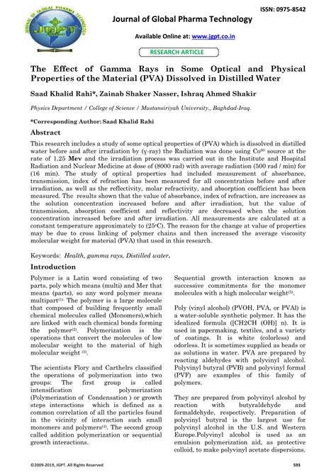 Pdf The Effect Of Gamma Rays In Some Optical And Physical Properties Of The Material Pva
